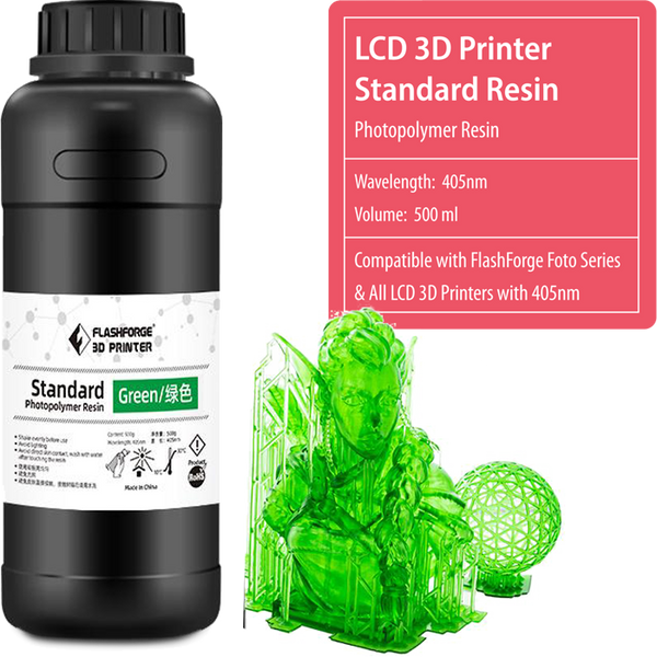 Flashforge LCD Standard 405nm Photopolymer Resin Green - 3D Printer ...