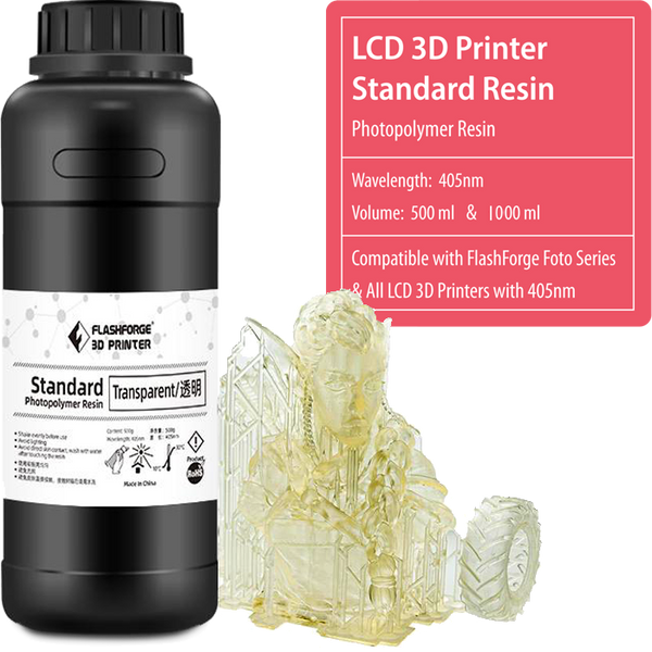 Flashforge LCD Standard 405nm Photopolymer Resin Transparent - 3D ...